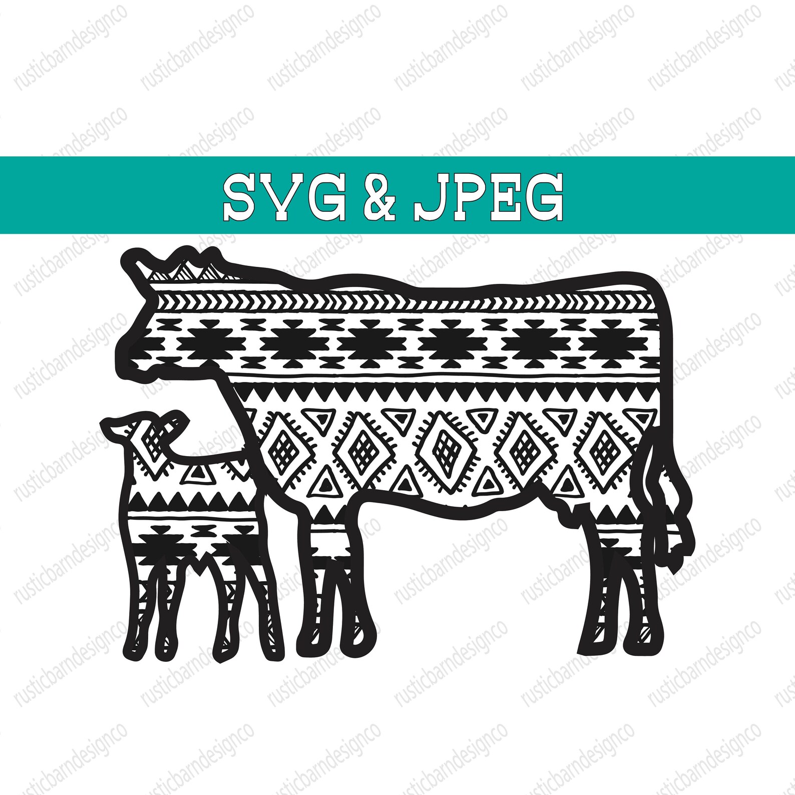 Aztec Cow SVG Custom Svg File Instant Download Cow Svg Tribal Svg File ...