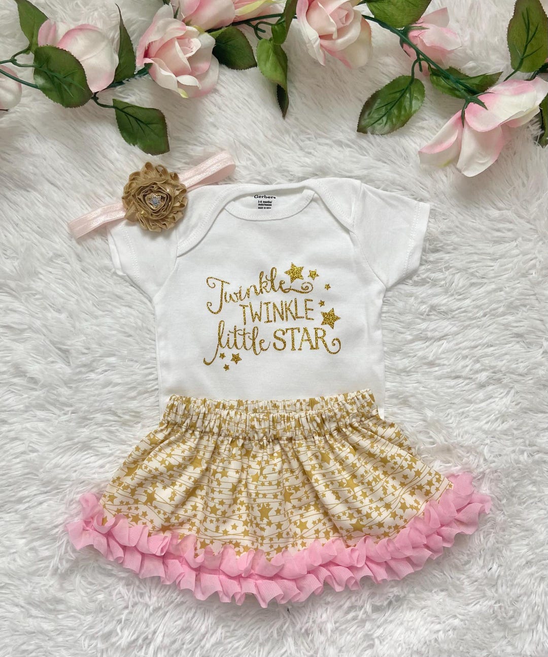 Twinkle Twinkle Little Star 1st Birthday Outfit, Pink and Gold - Etsy