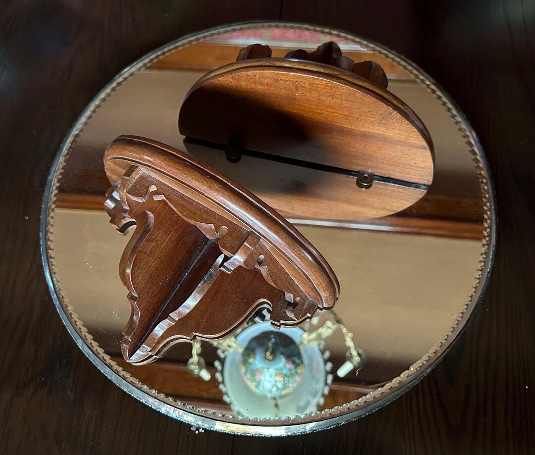 FABULOUS PAIR VICTORIAN Posey Wall Shelves Rich Walnut Intricate Swag ...