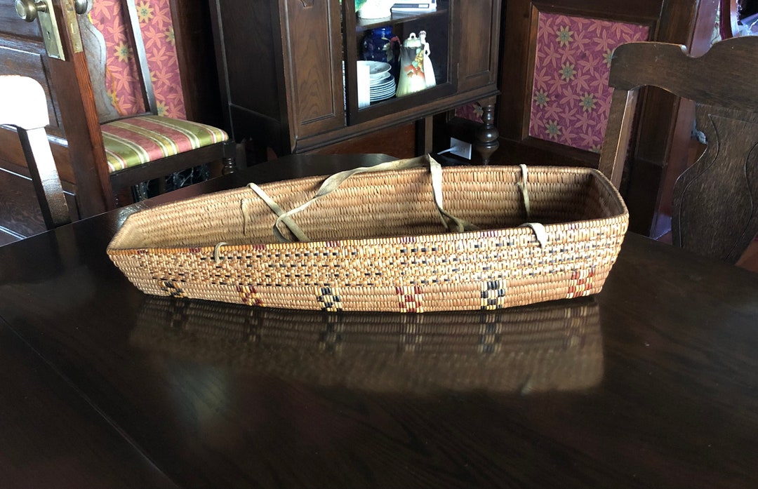 HISTORICAL PAPOOSE SALISH First Nations Antique Child Basketry Cradle ...