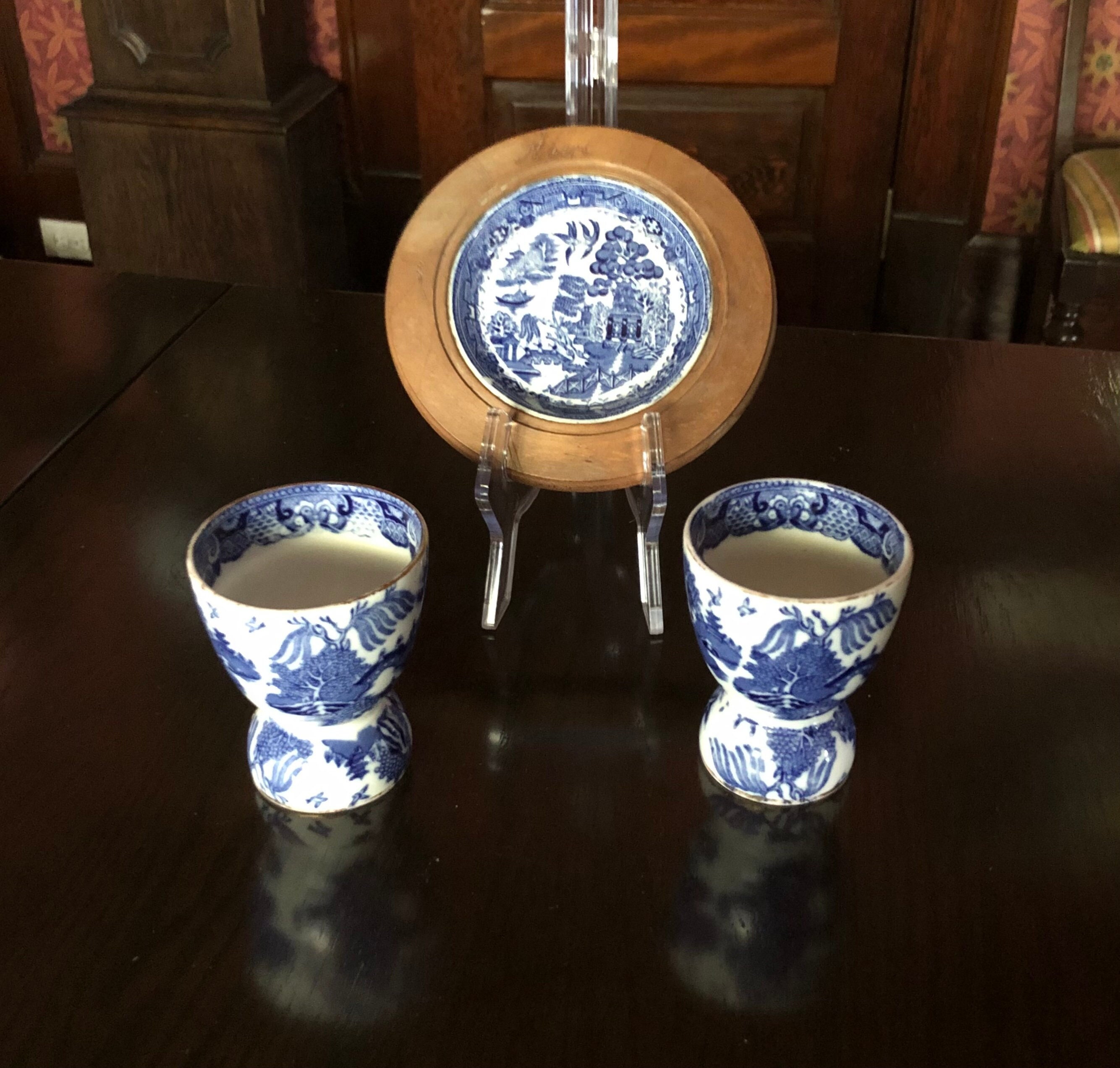 ANTIQUE BLUE WILLOW Edwardian Breakfast Butter and Egg Cups - Etsy