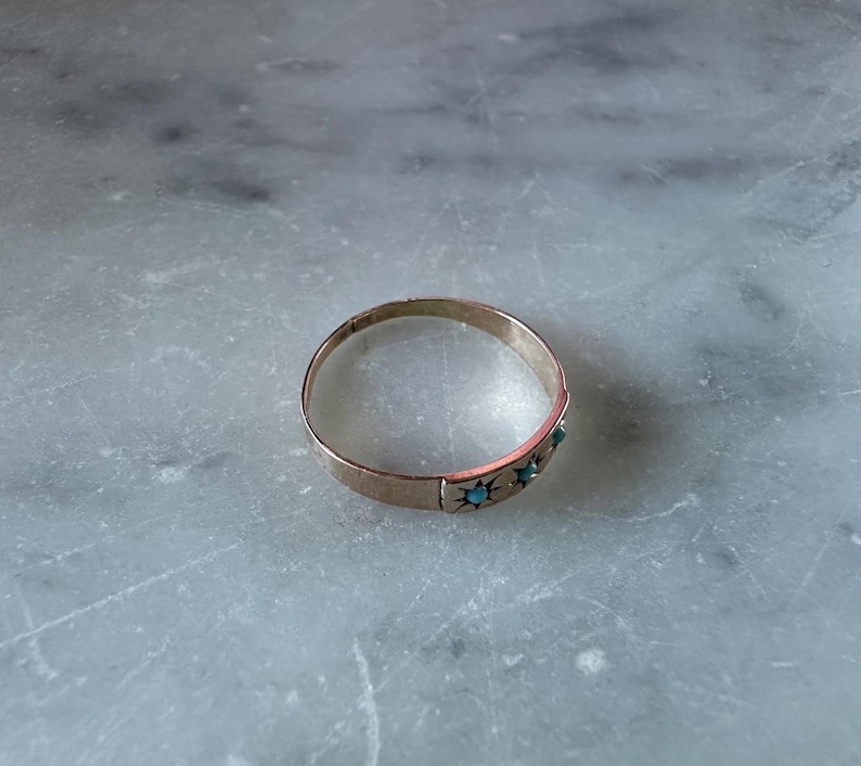 GORGEOUS VICTORIAN GYPSY Ring 10K Yellow Gold and Turquoise Pastes ...