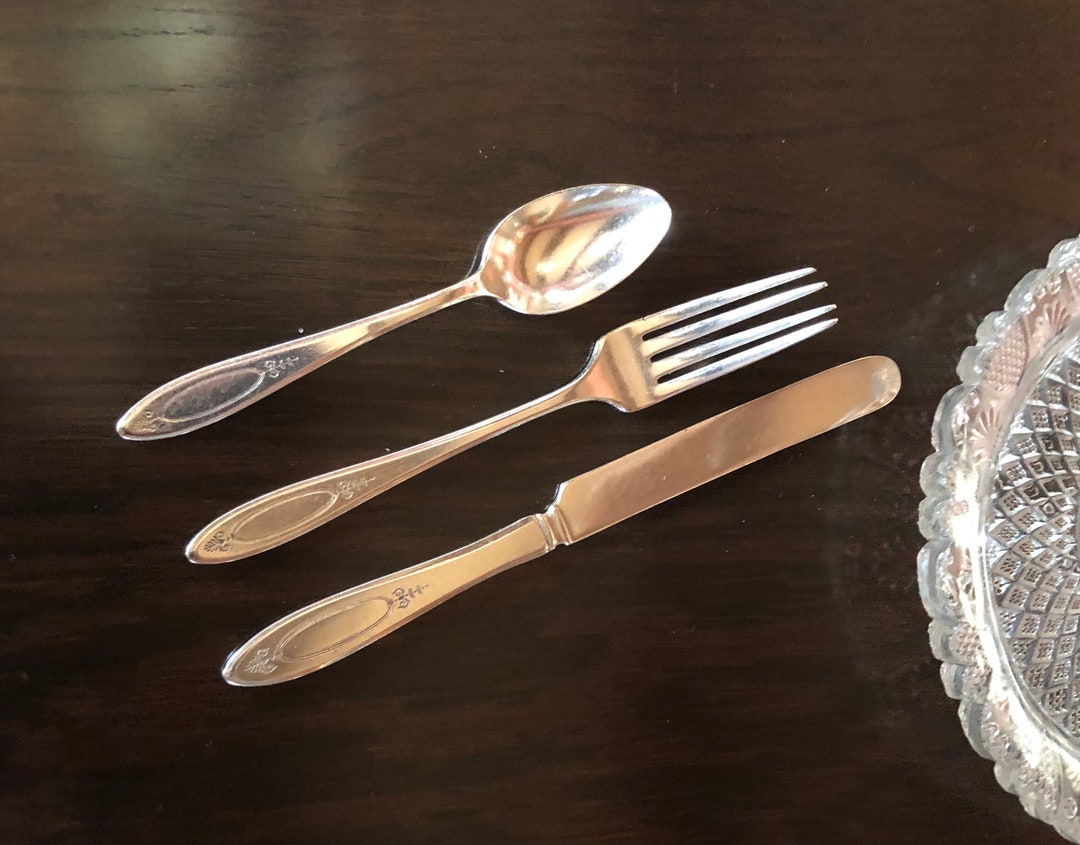 DARLING YOUTH ADAM Pattern Childs Individual Cutlery Set Antique Late ...