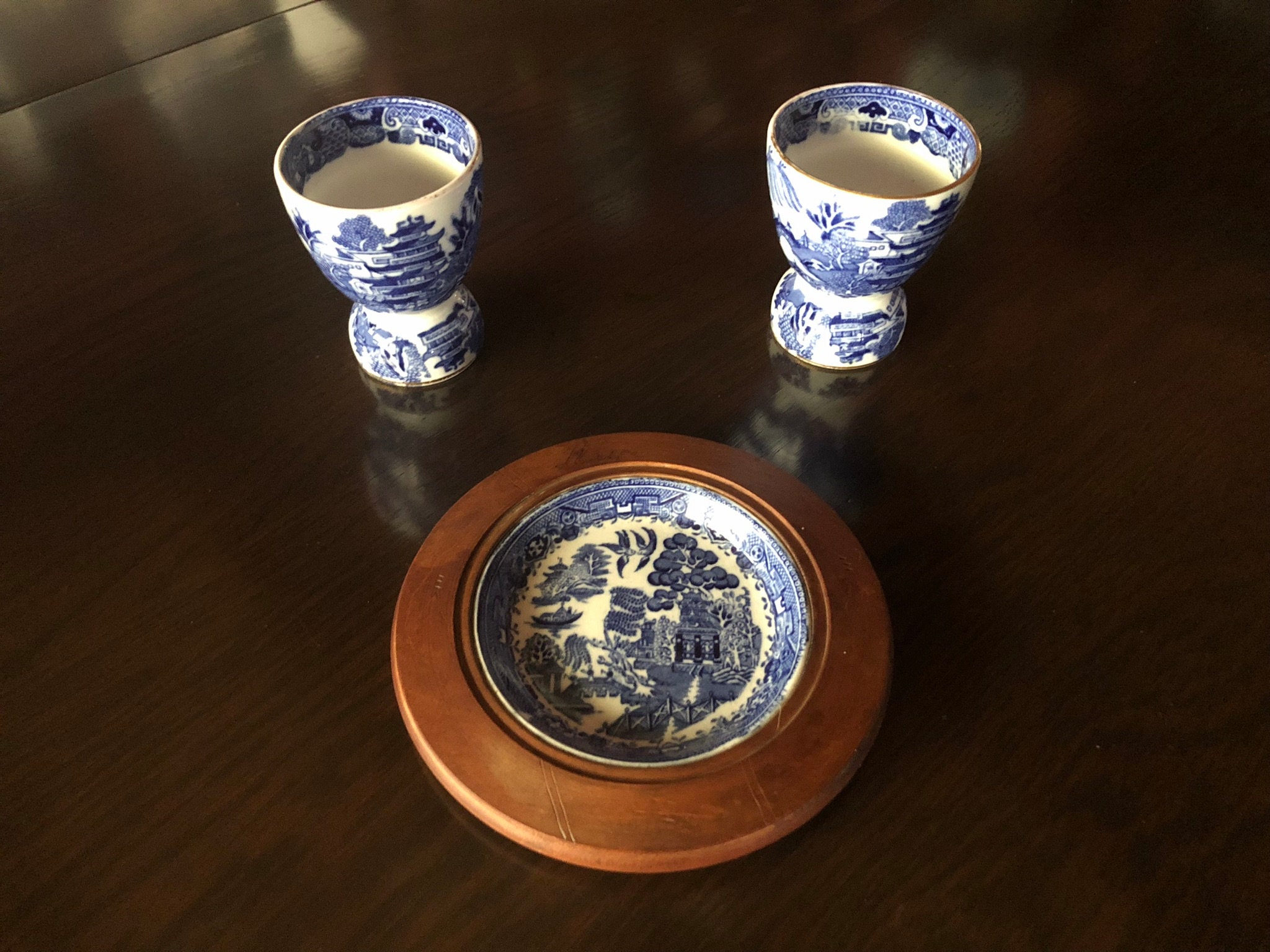 ANTIQUE BLUE WILLOW Edwardian Breakfast Butter and Egg Cups - Etsy