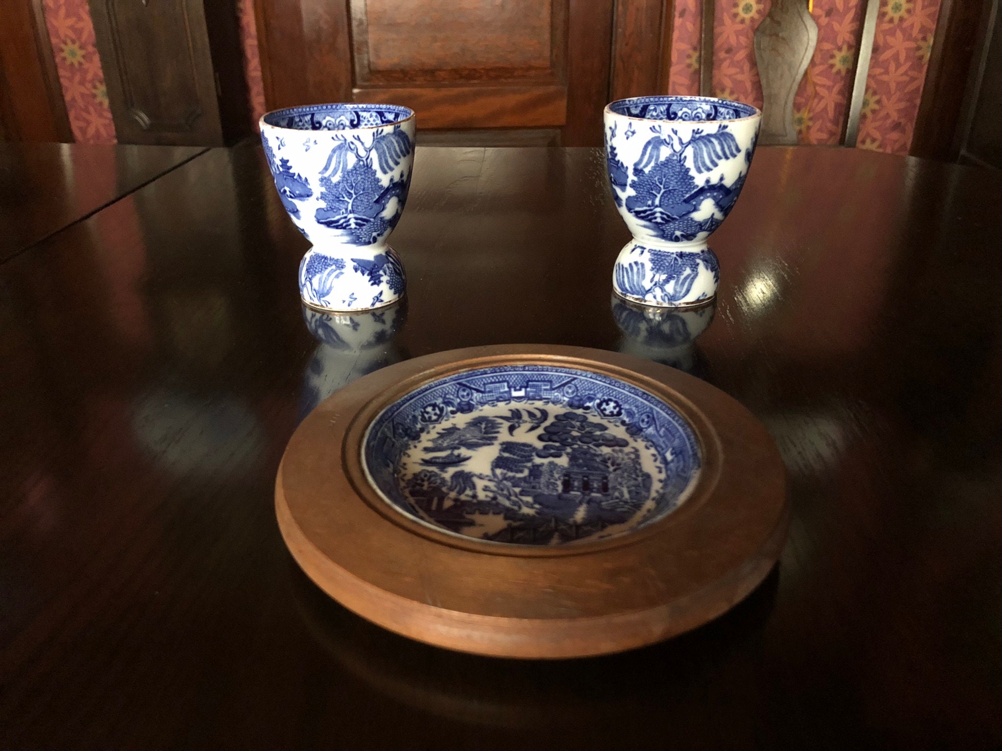 ANTIQUE BLUE WILLOW Edwardian Breakfast Butter and Egg Cups - Etsy