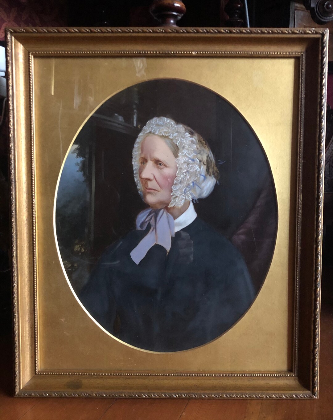 REGENCY PERIOD GEORGIAN Portrait Oil Painting Grand Dame With Gilt ...