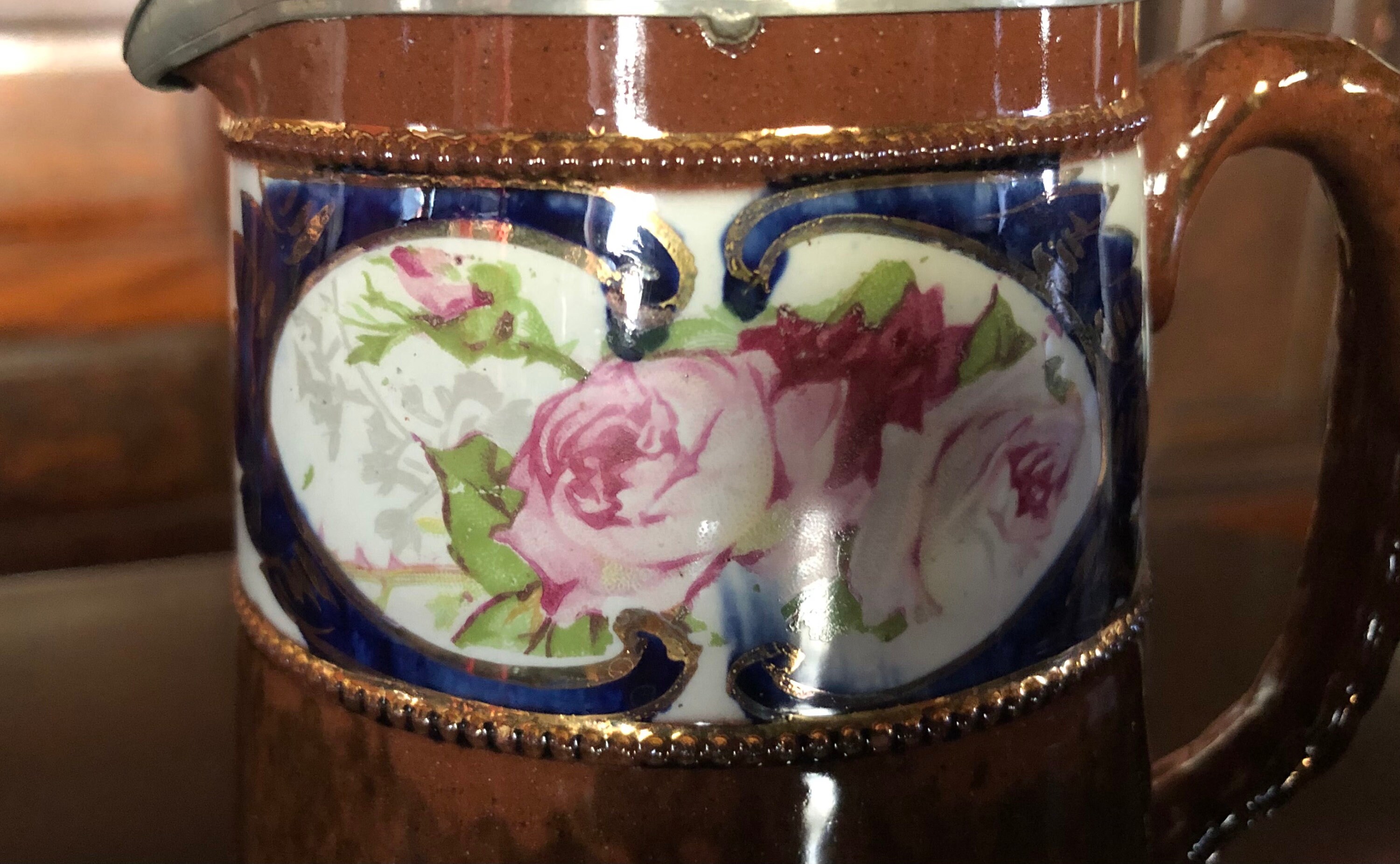 ANTIQUE REDWARE MOLASSES Syrup Pitcher Jug Beautiful Roses - Etsy