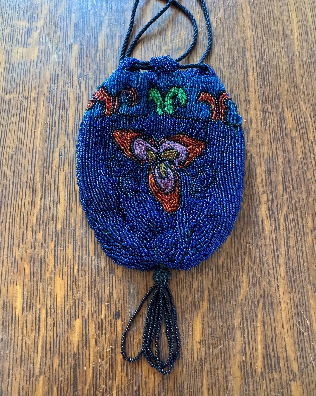 Antique 1920s Trillium Flower Glass Beaded Flapper Pouch Purse With ...