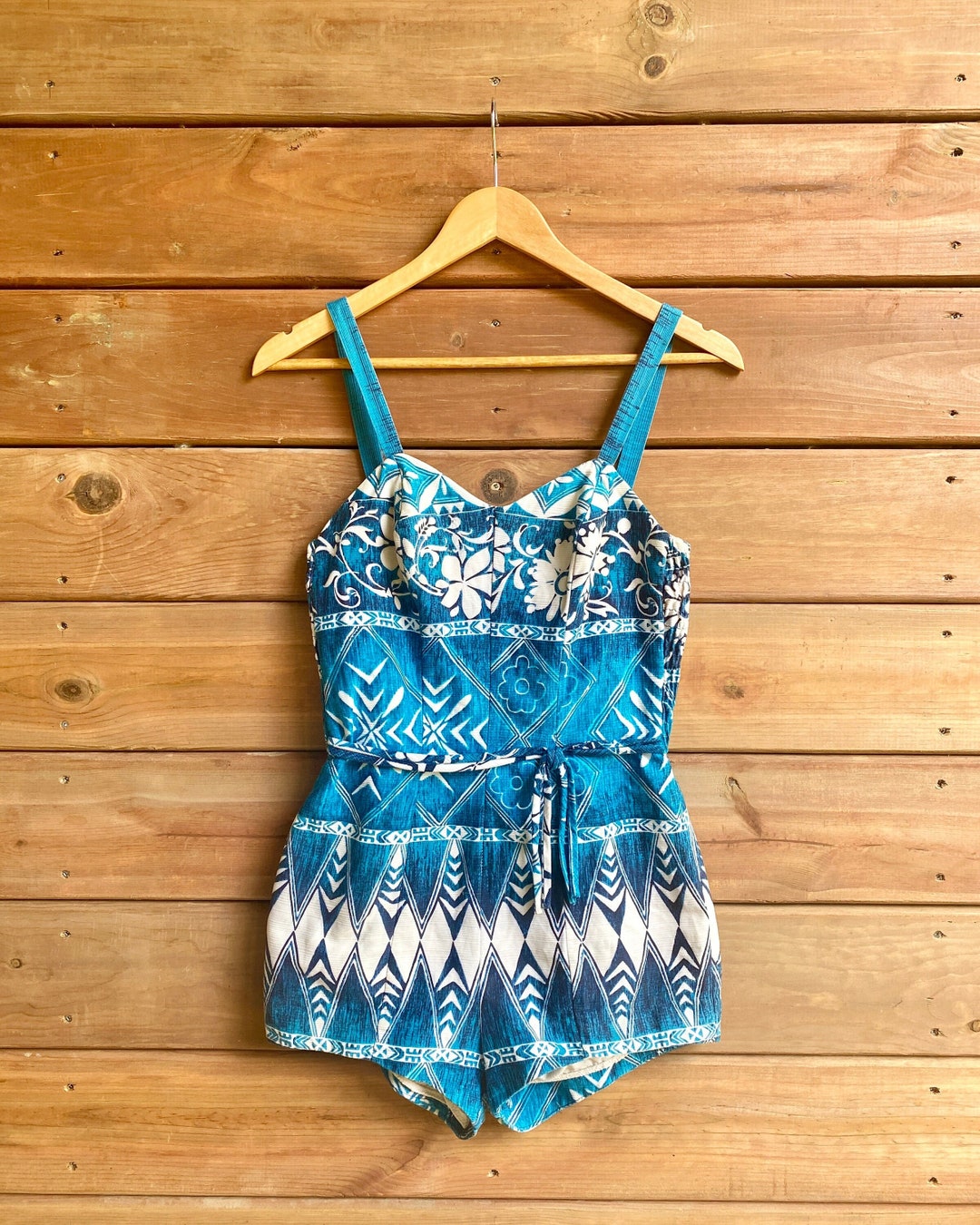 Vintage 1950s Carroll Reed Pin up Cotton Surf One Piece Bathing Suit ...