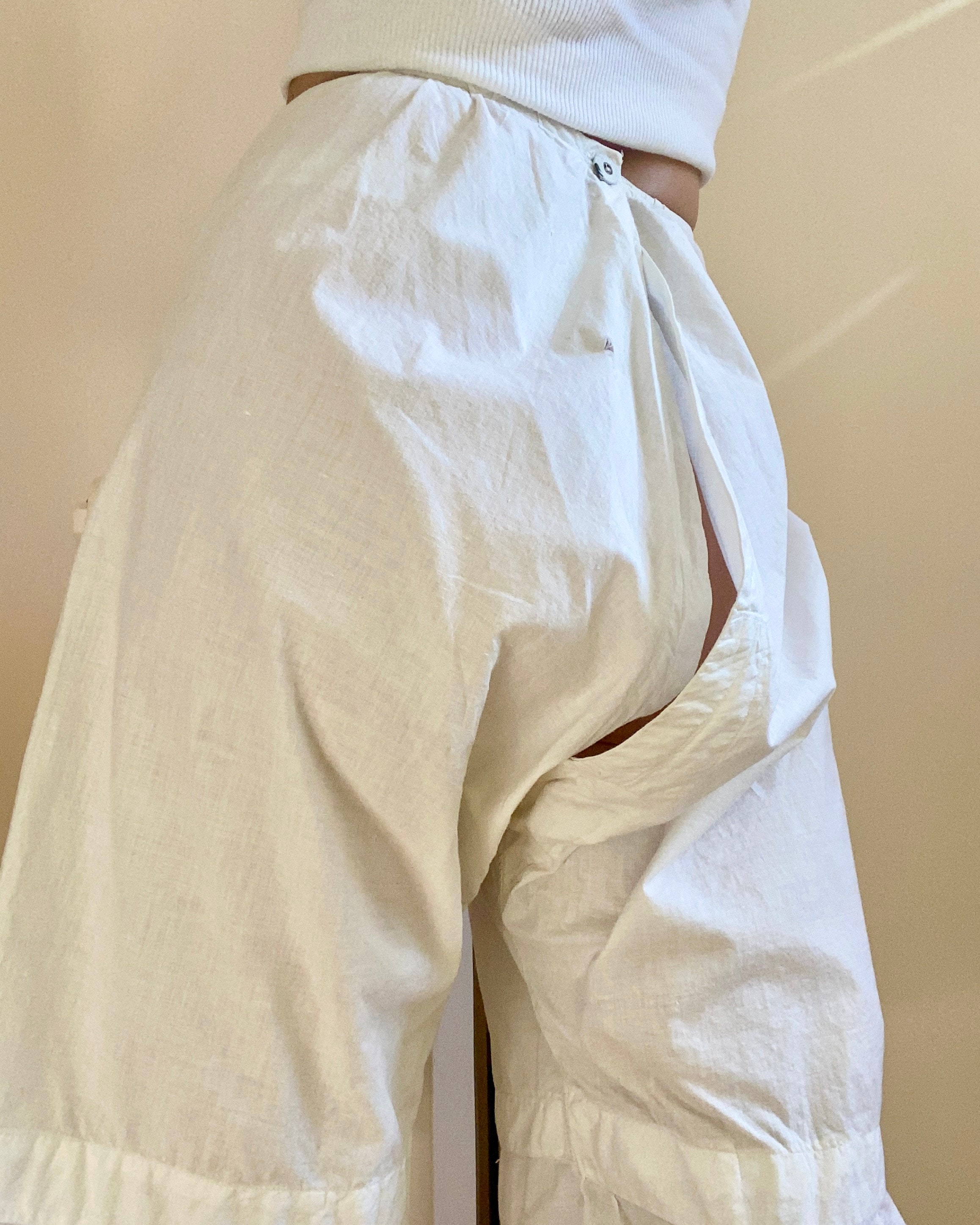 Antique Victorian Mid 1800s White Cotton Long Pantaloons Bloomers With ...