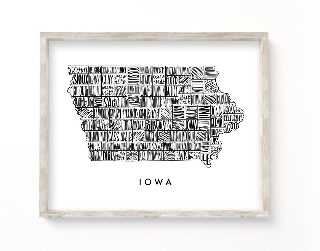 Iowa State Map | Digital Download - Etsy