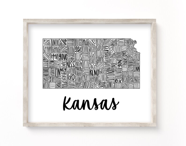 Kansas State Map | Digital Download - Etsy