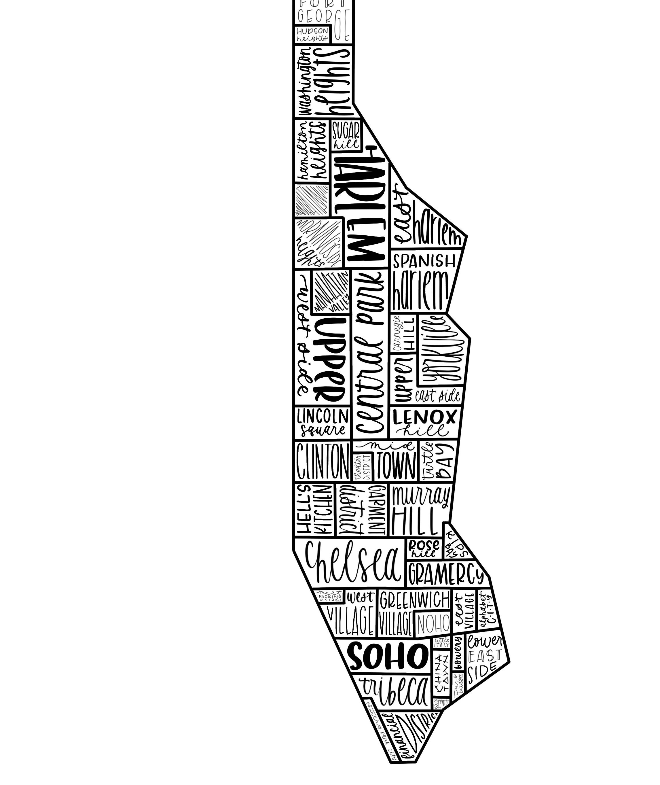Manhattan Neighborhood Map | Digital Download - Etsy