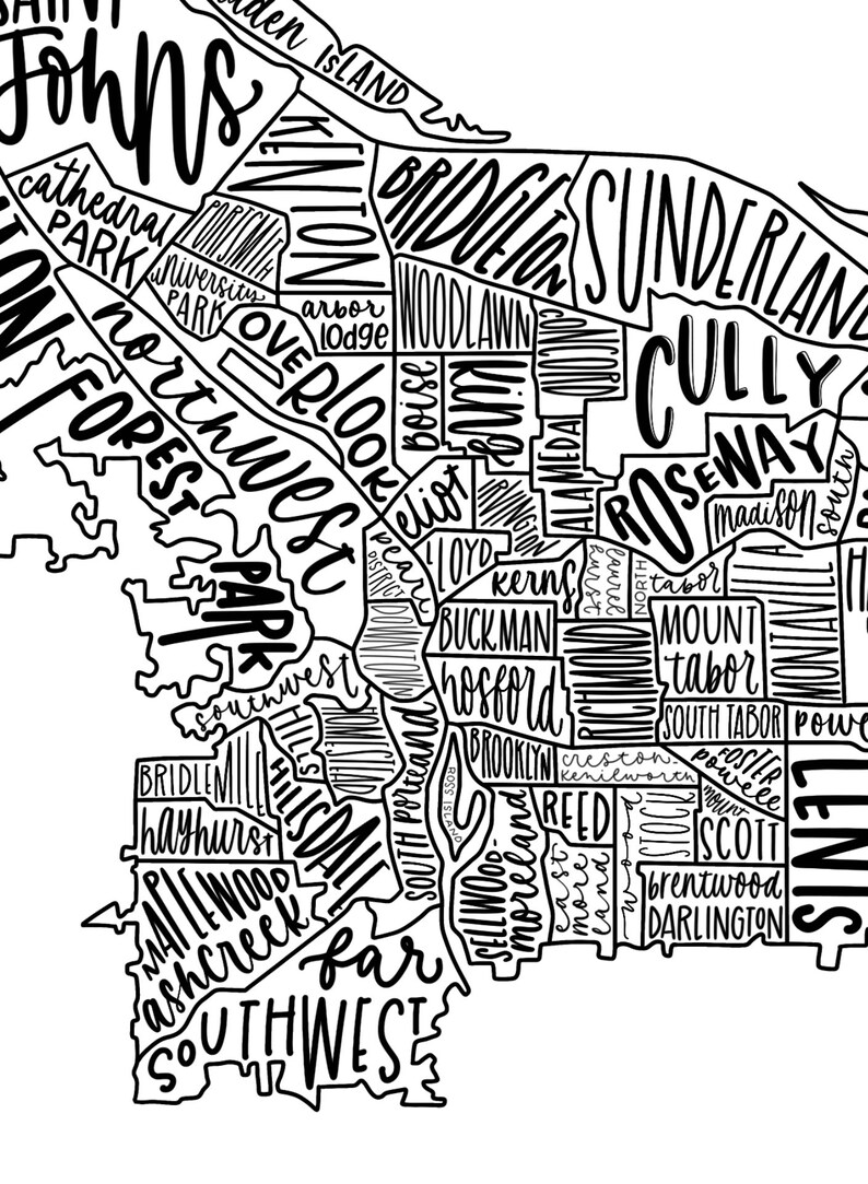 Portland Oregon Neighborhood Map | Digital Download - Etsy