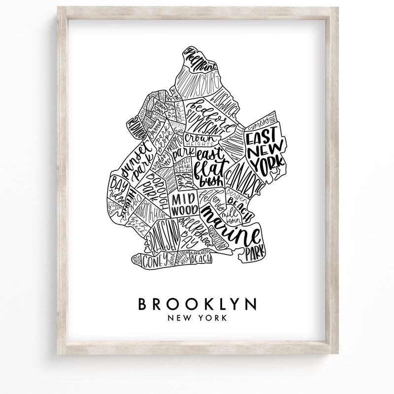 Brooklyn Map Framed Art - Etsy UK