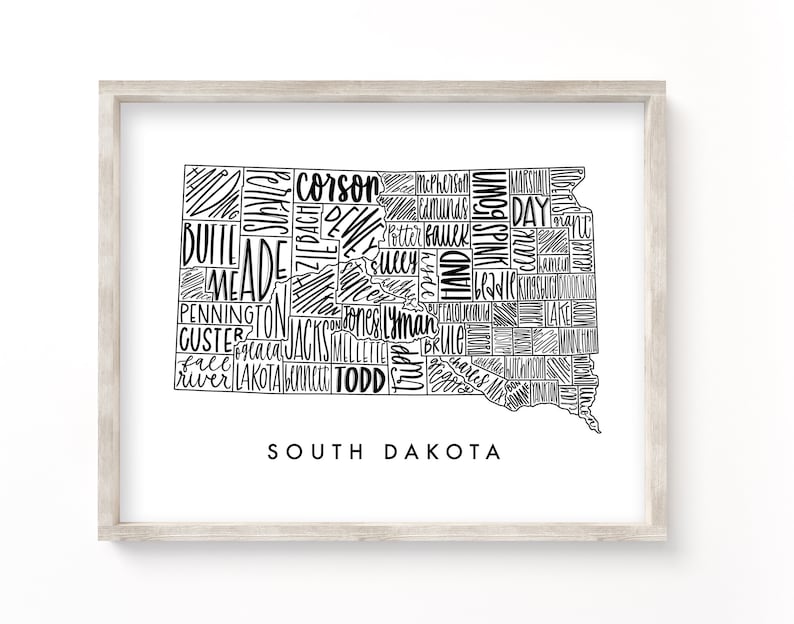South Dakota State Map | Digital Download - Etsy