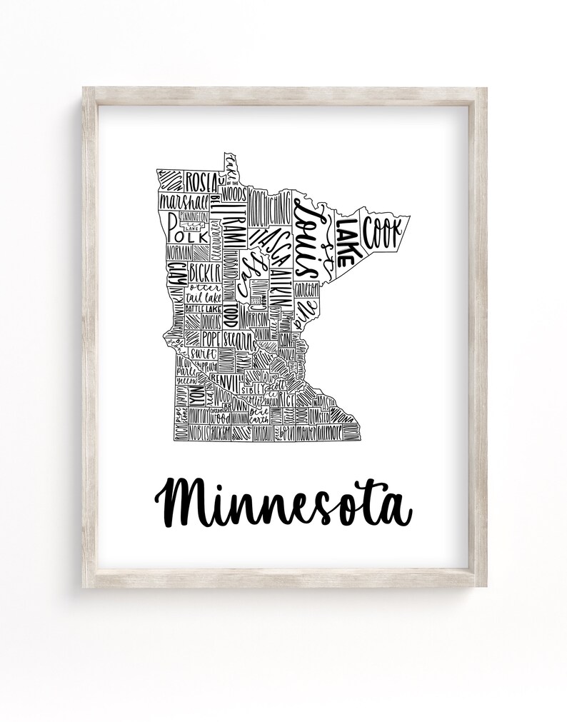 Minnesota State Map | Digital Download - Etsy