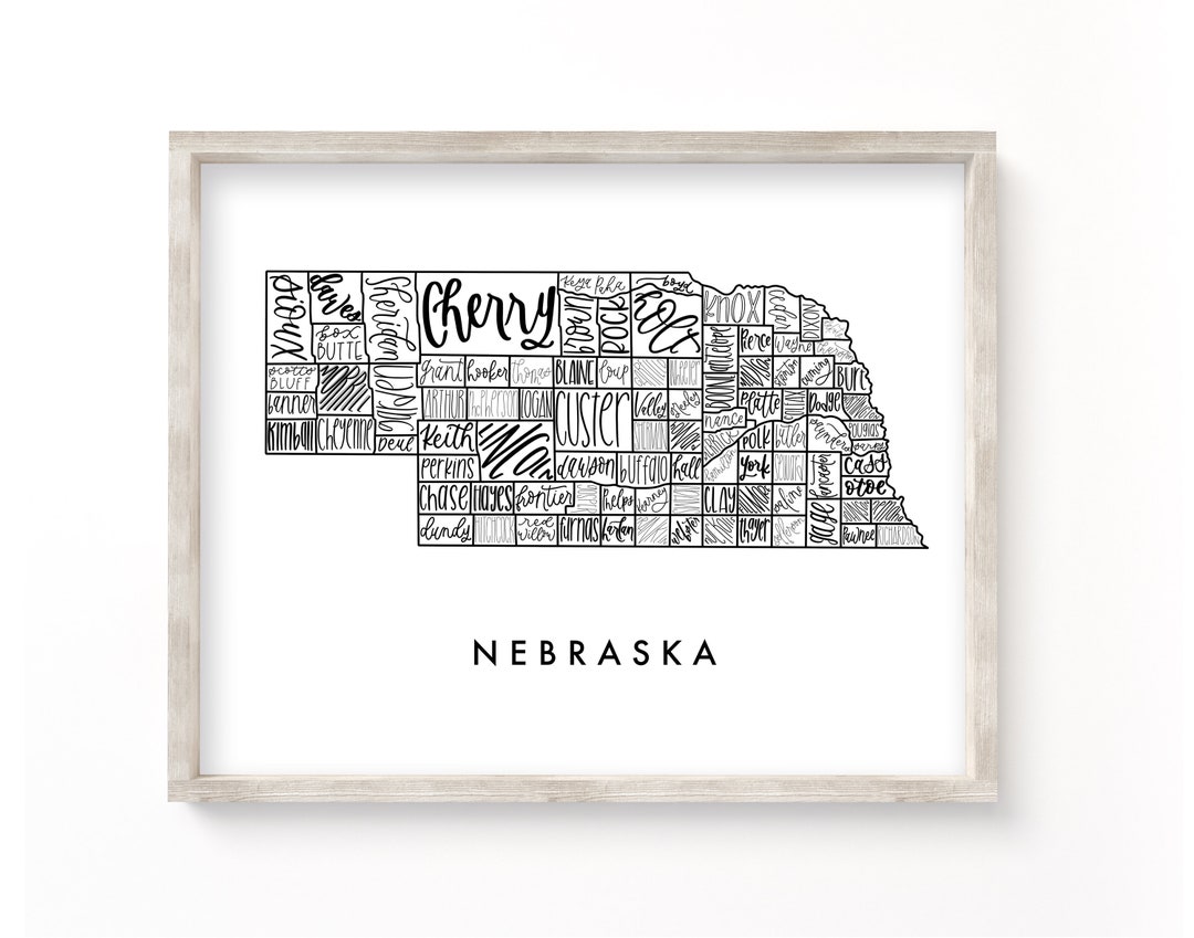 Nebraska State Map | Digital Download - Etsy