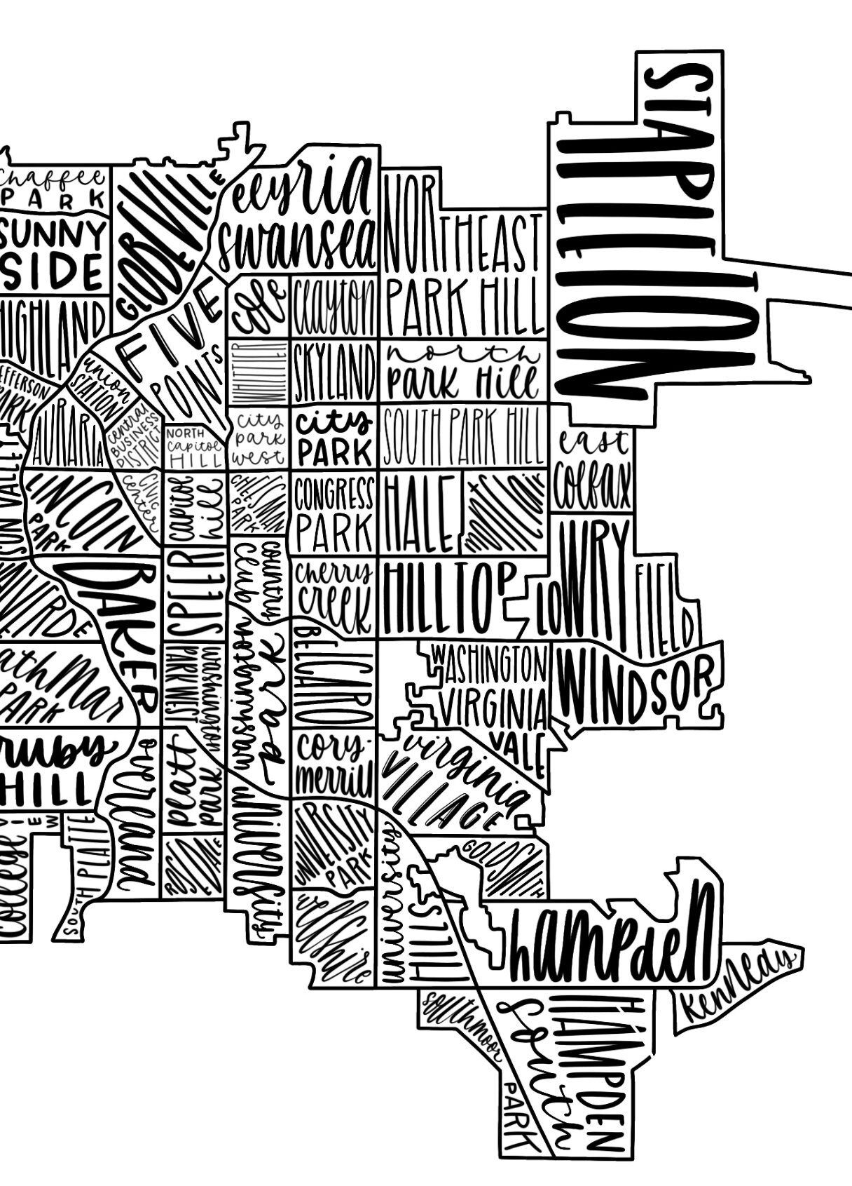 Denver Neighborhood Map | Digital Download - Etsy