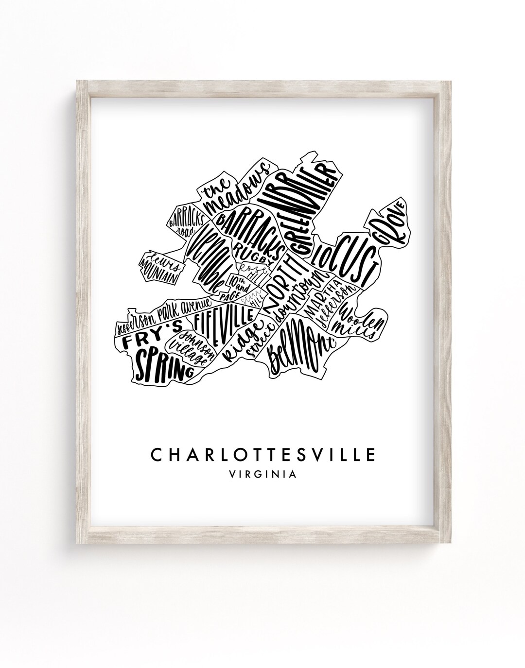 Charlottesville Neighborhood Map | Digital Download - Etsy