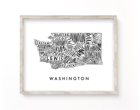 Washington State Map Digital Download | Etsy