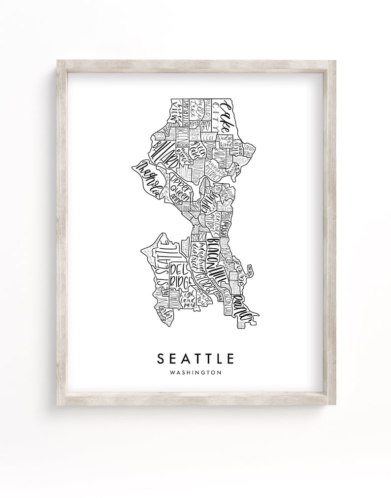 Seattle Neighborhood Map | Digital Download - Etsy