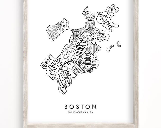 Boston Print Neighborhood City Map Subway Poster, Boyfriend Gift ...