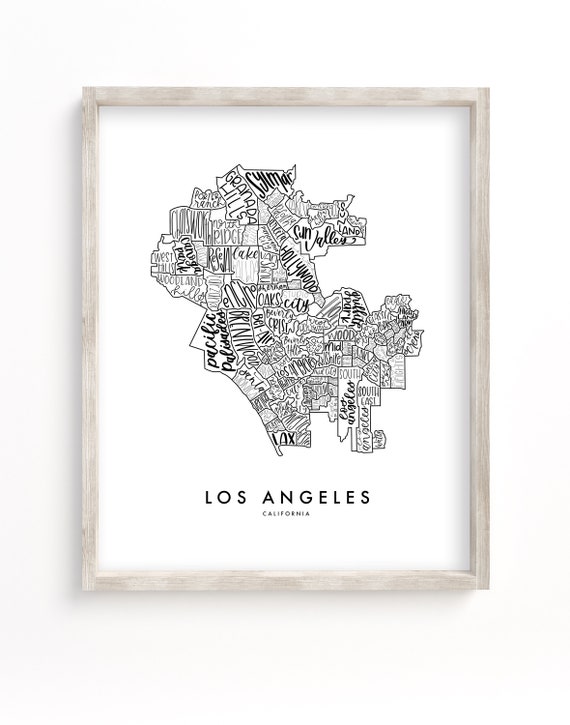 Los Angeles Neighborhood Map Digital Download | Etsy