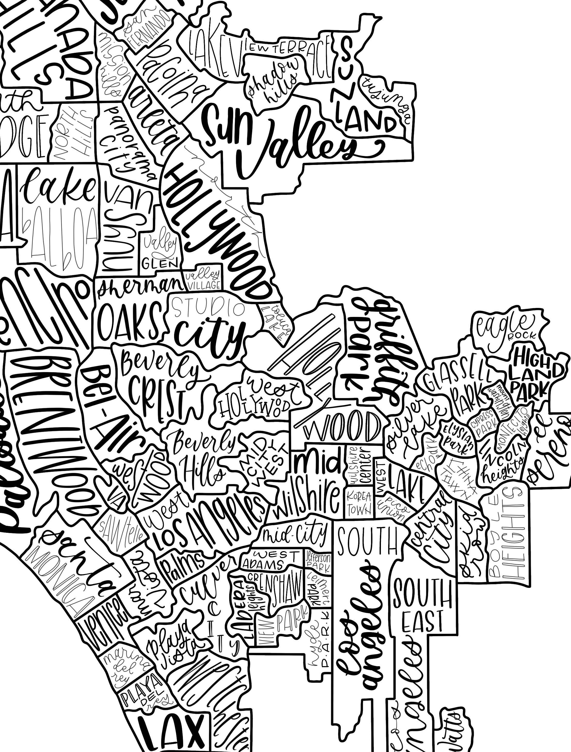 Los Angeles Neighborhood Map | Digital Download - Etsy