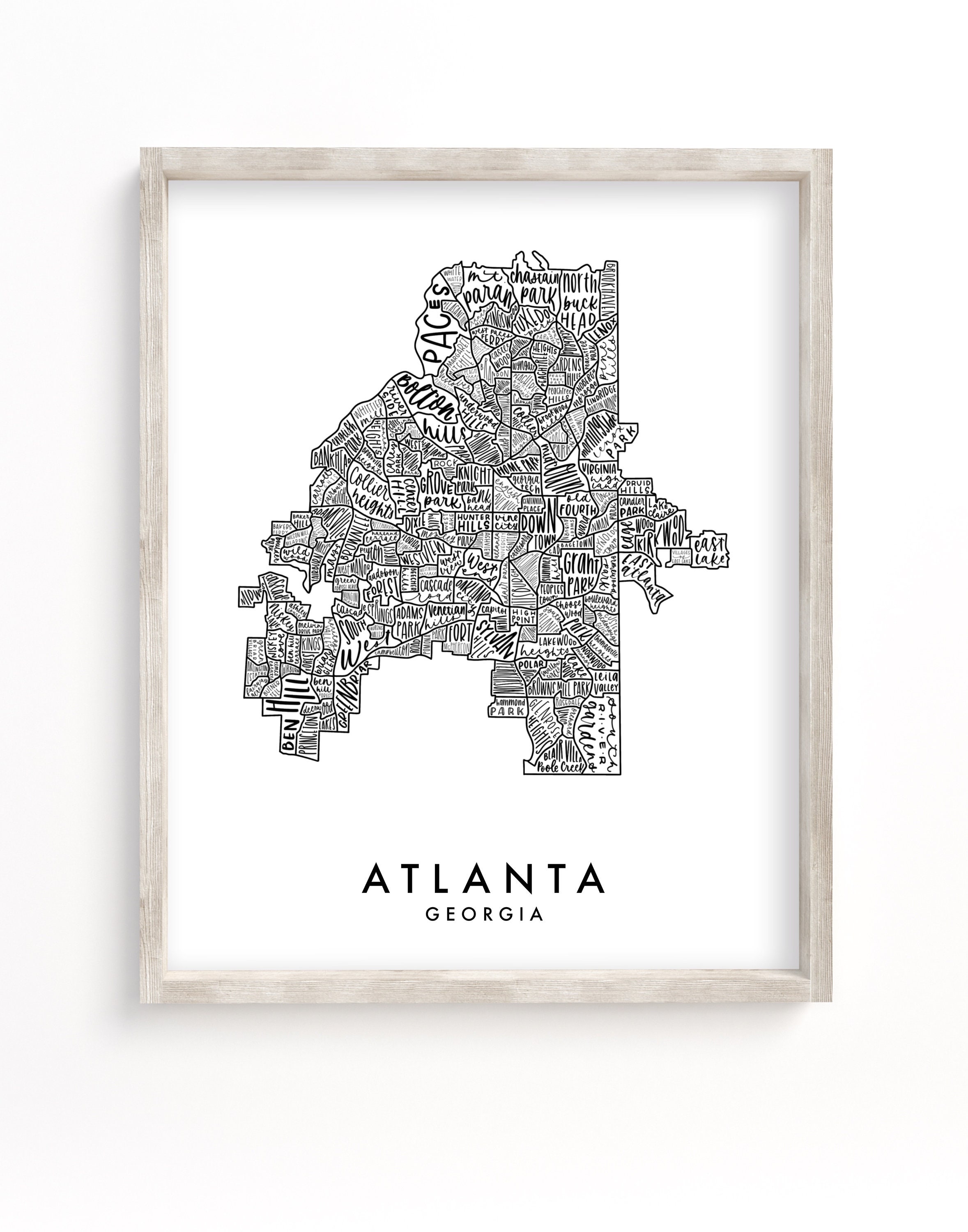 Atlanta Neighborhood Map | Digital Download - Etsy