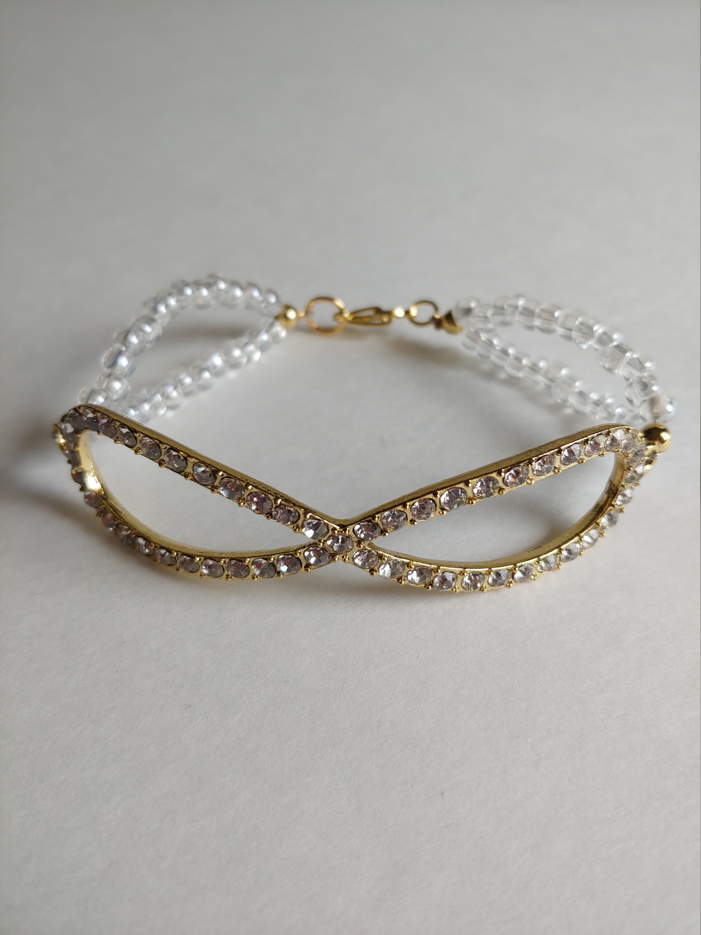Curved Infinity and Glass Seed Bead 2-strand Bracelet - Etsy UK