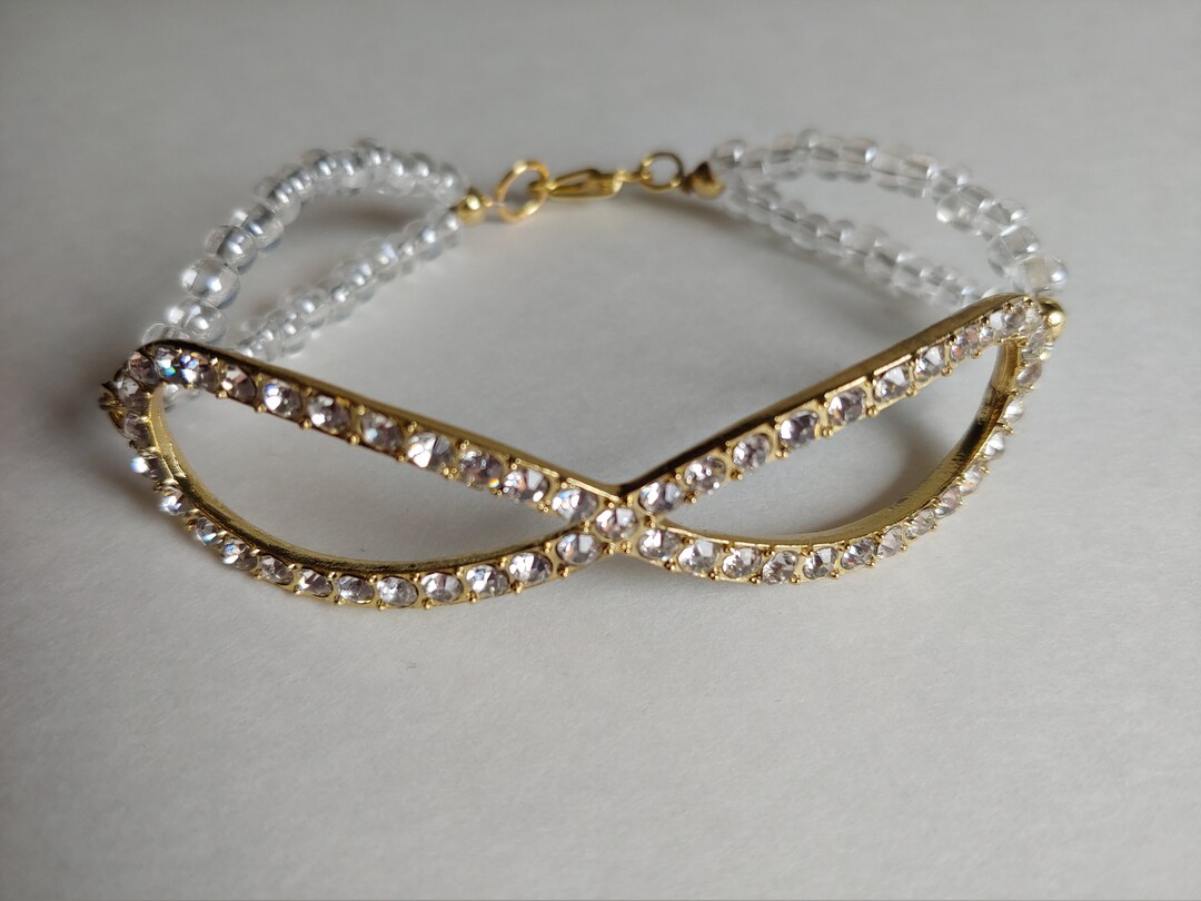 Curved Infinity and Glass Seed Bead 2-strand Bracelet - Etsy UK