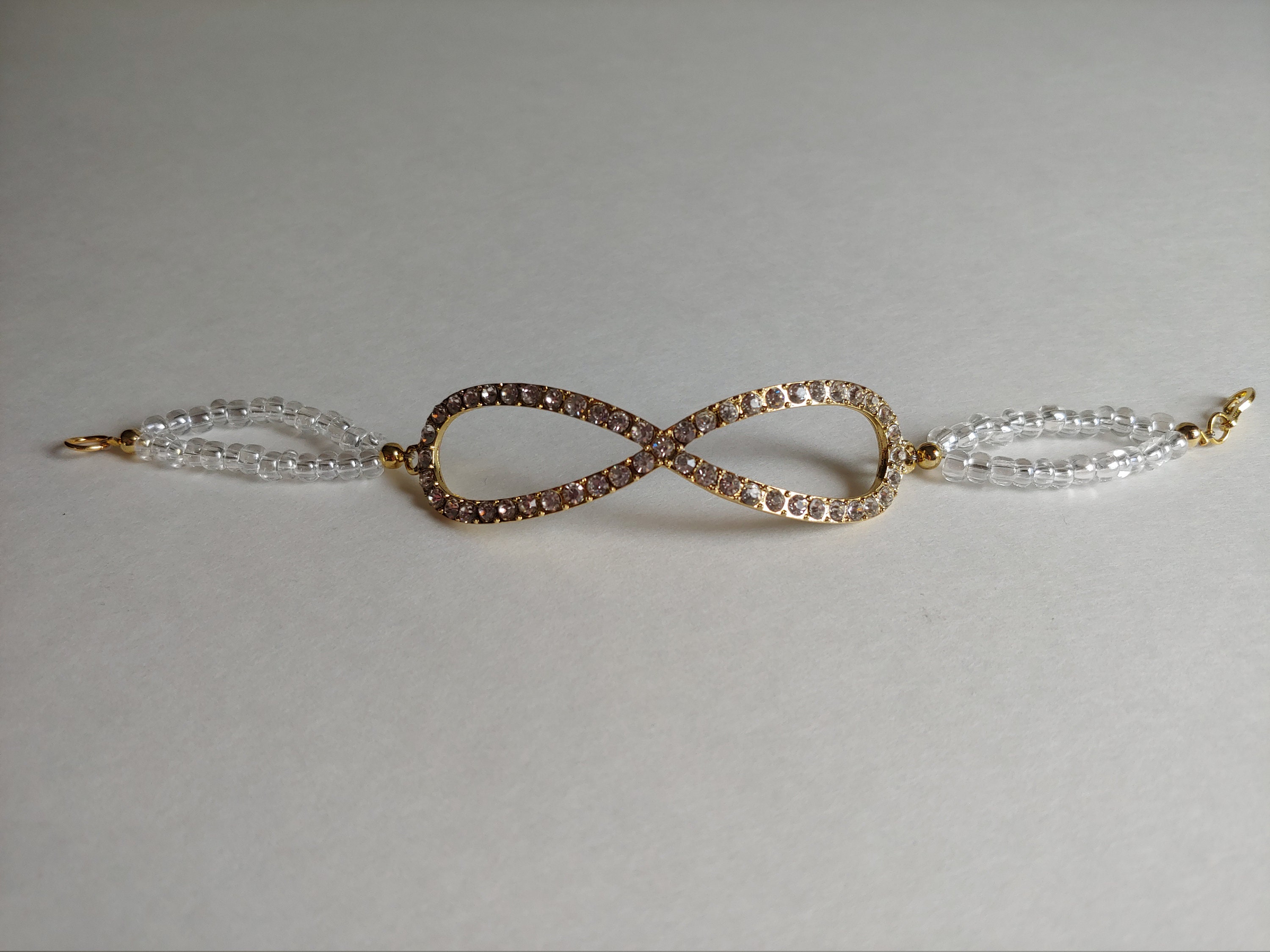 Curved Infinity and Glass Seed Bead 2-strand Bracelet - Etsy UK