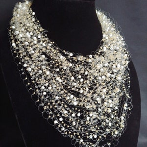 Glass floating Seed Beads BRIDAL Air Necklace and 3-strand Necklace/9 ...