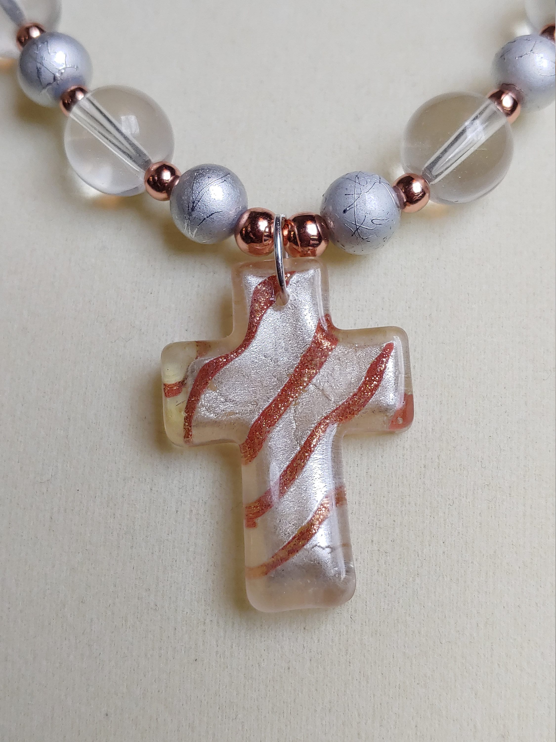 Glass Rounds clear and Glass Pearls silver With Clear, Silver, & Copper ...