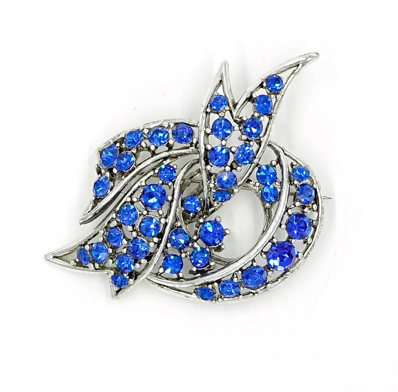 Blue Rhinestone Ribbon Knot Pin - Etsy
