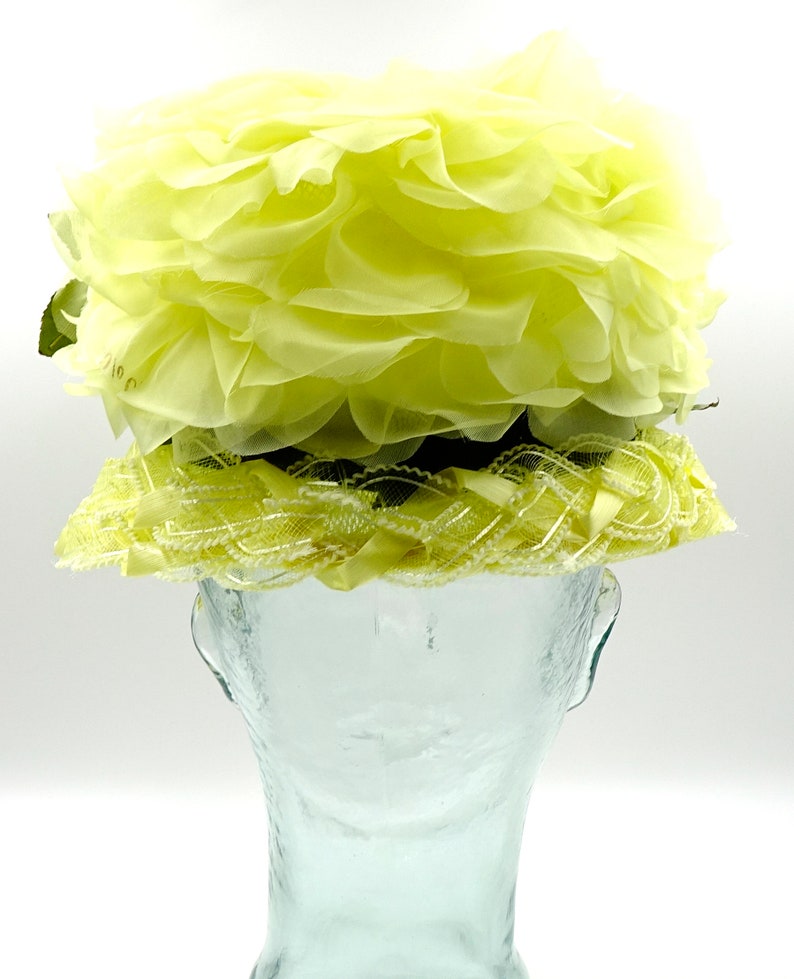 Yellow Rose Flower Ribbon Organza Vintage Hat Womens - Etsy