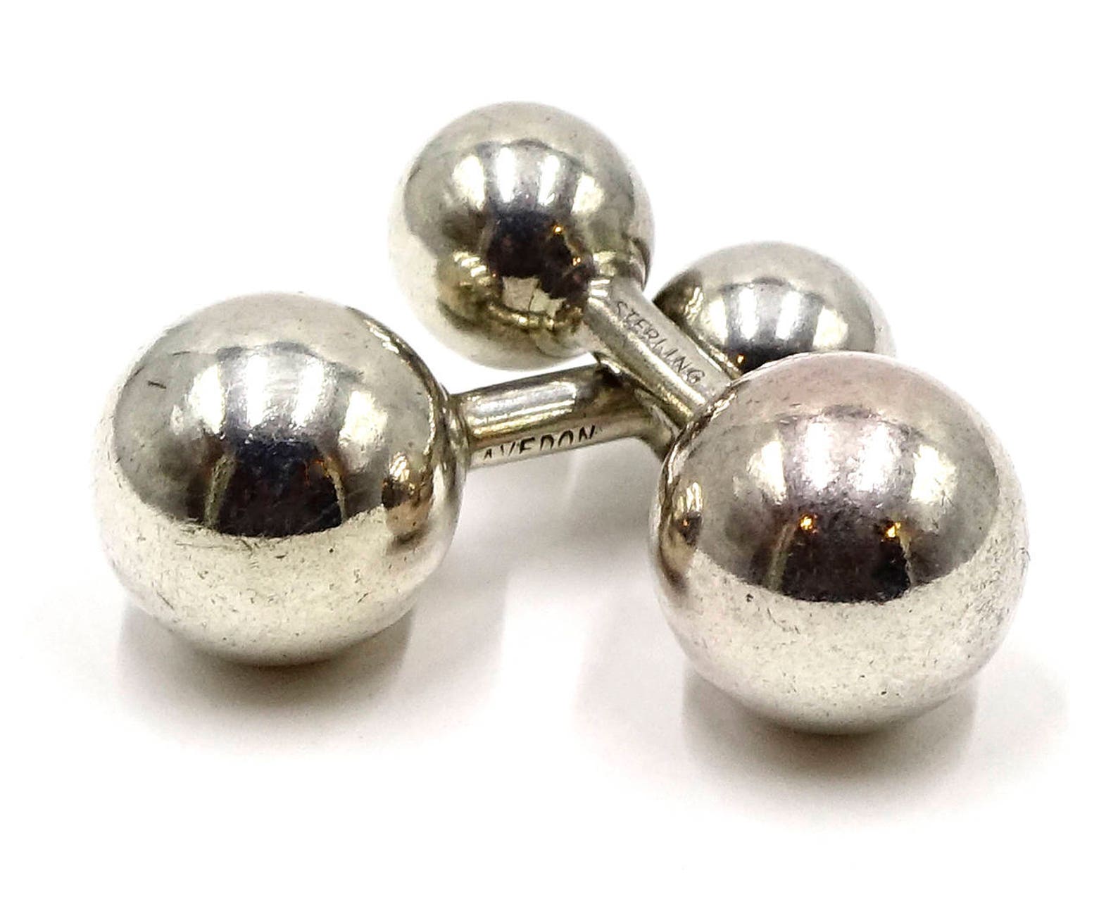 Rare Sterling Silver Barbell Cufflinks By Harvey Avedon Etsy