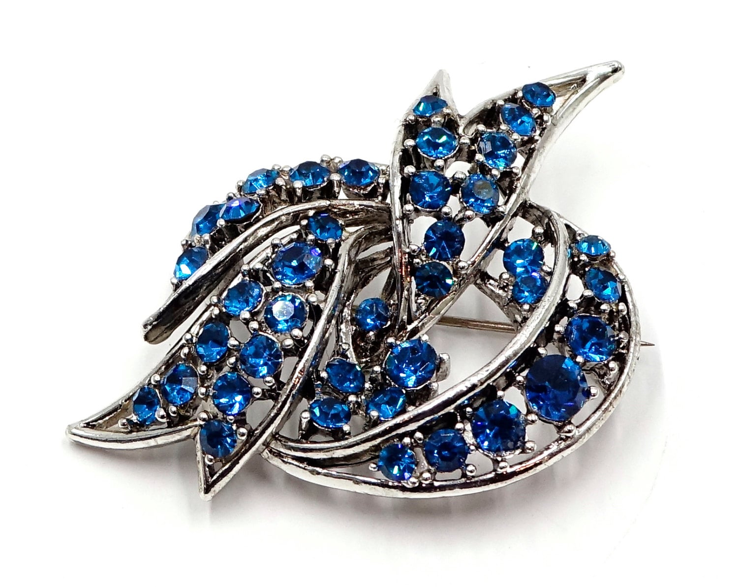 Blue Rhinestone Ribbon Knot Pin - Etsy