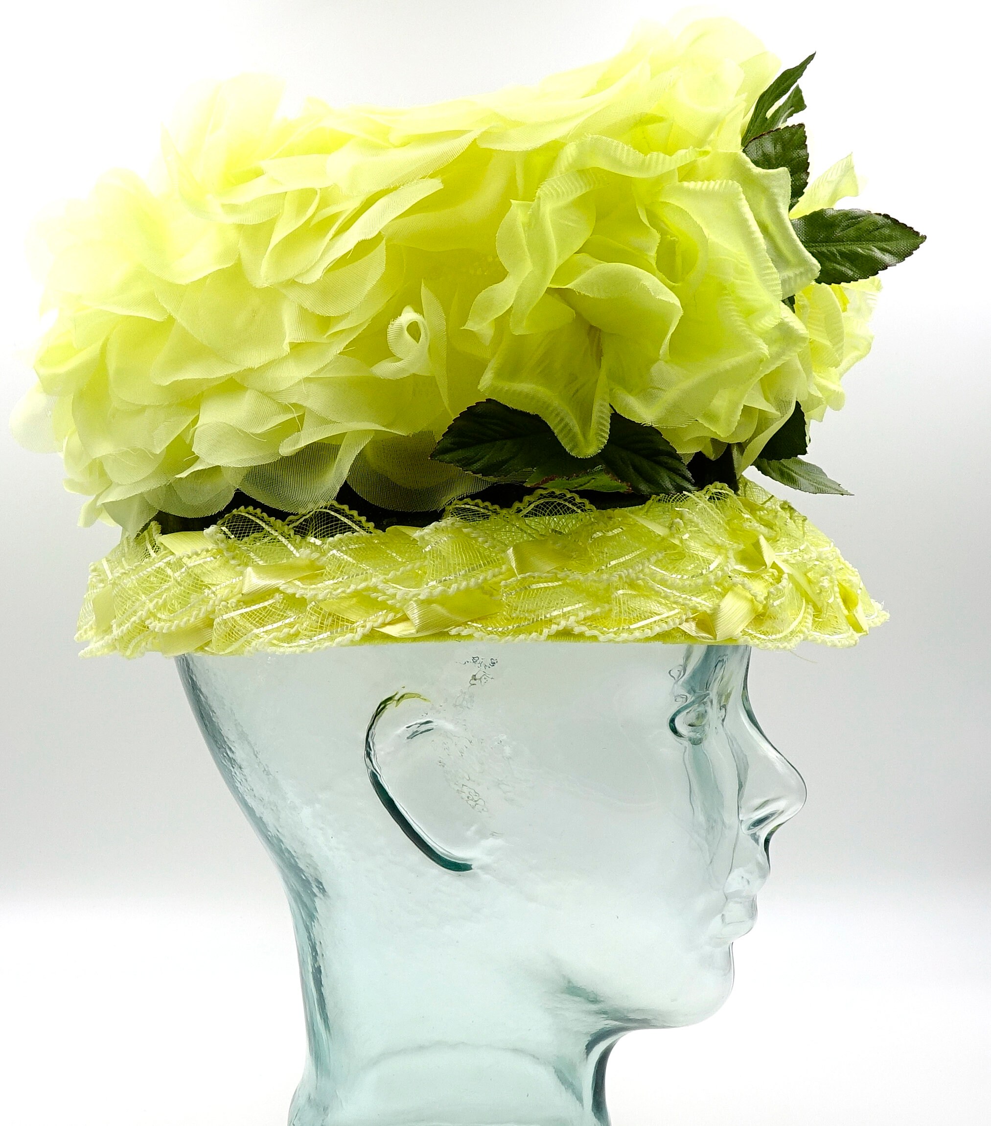 Yellow Rose Flower Ribbon Organza Vintage Hat Womens - Etsy