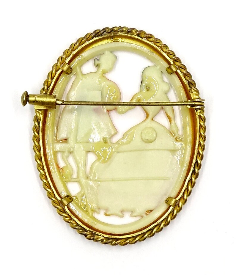 Deco Lady and Minstrel Tinted French Celluloid Pin Maloupa Paris - Etsy