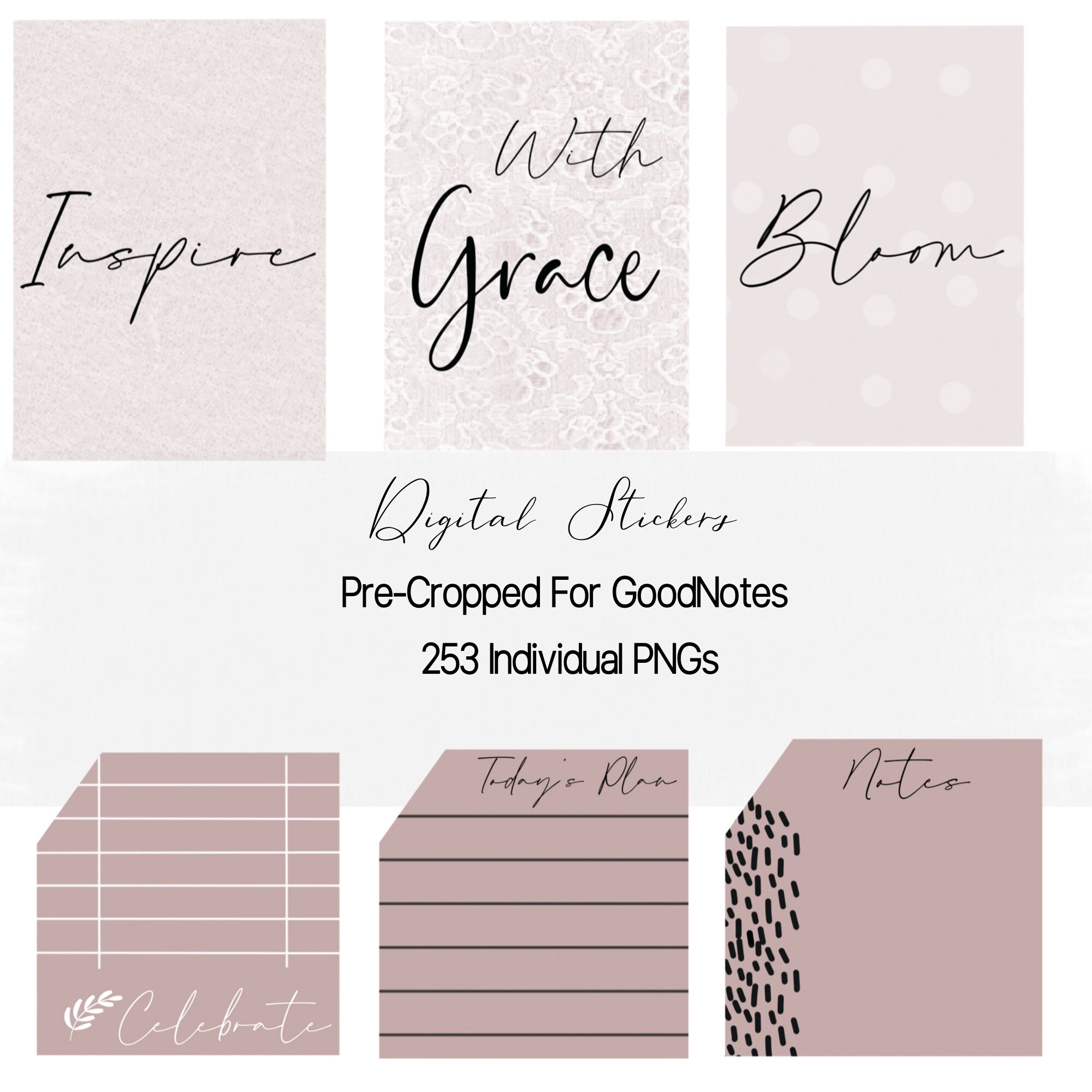 Digital Stickers Goodnotes Stickers 253 Individual Pngs | Etsy