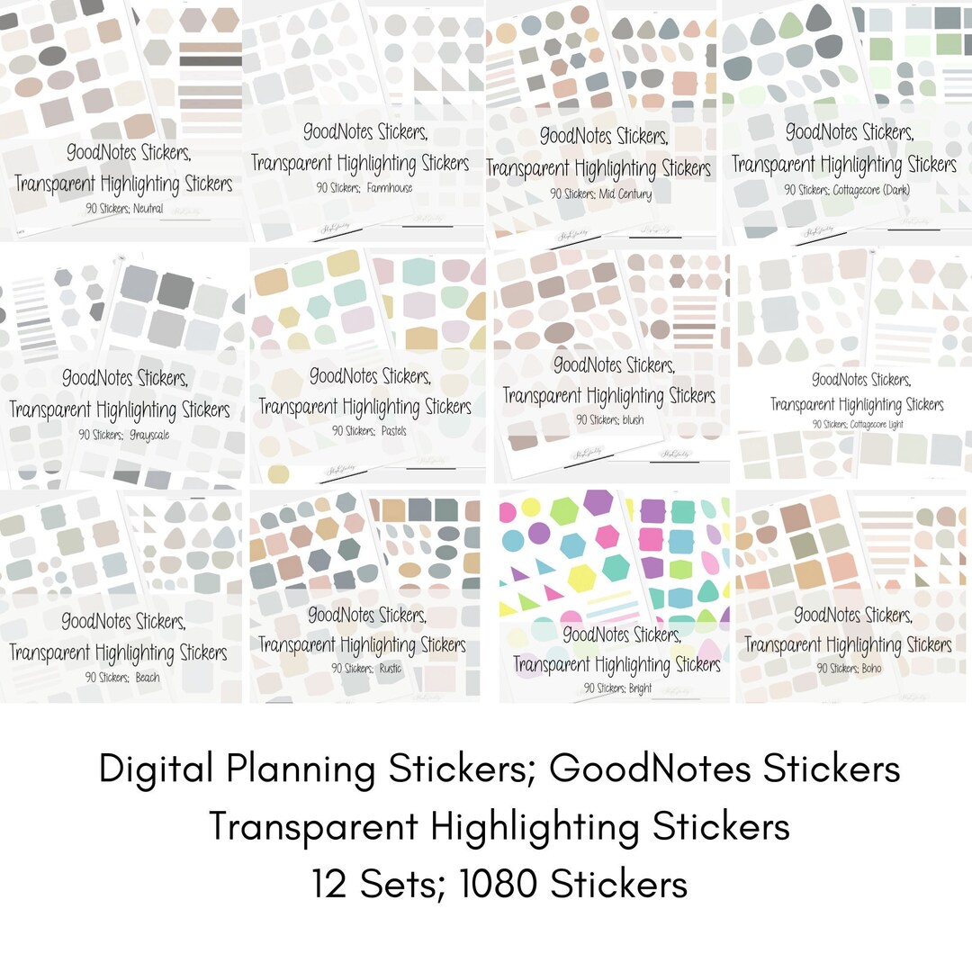 Goodnotes Stickers| Digital Planner Stickers| Transparent Highlighting ...