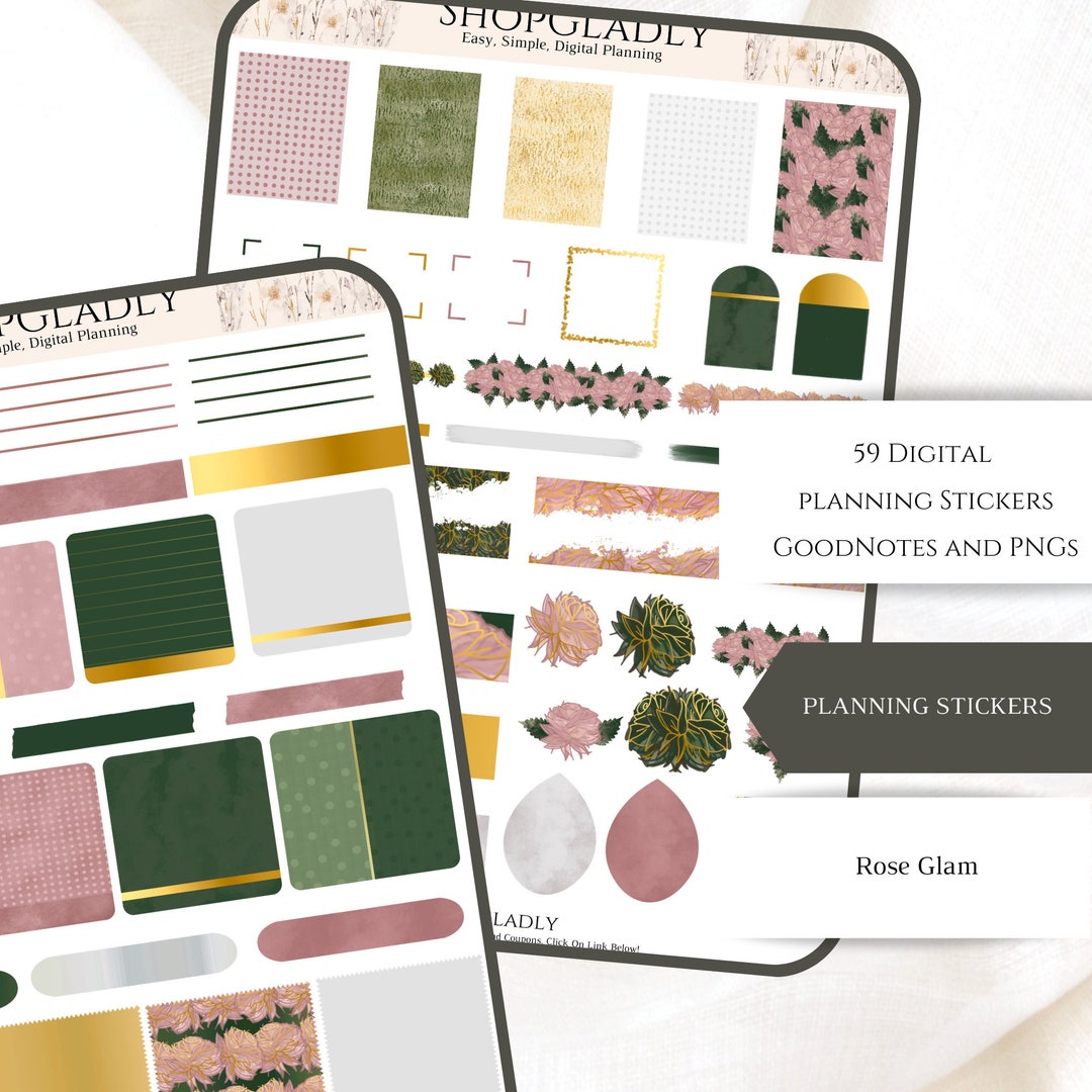 Goodnotes Stickers; Digital Planning Stickers; 59 Pngs; Goodnotes ...