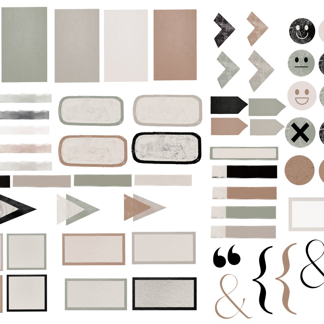 Modern Neutral Digital Planner Stickers: Goodnotes Pngs (162 Individual ...