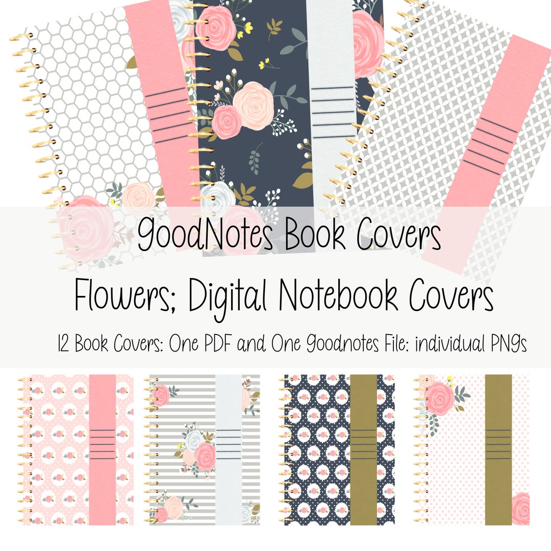 Digital Notebook Covers; 12 Flower Covers; Digital Journal Cover ...