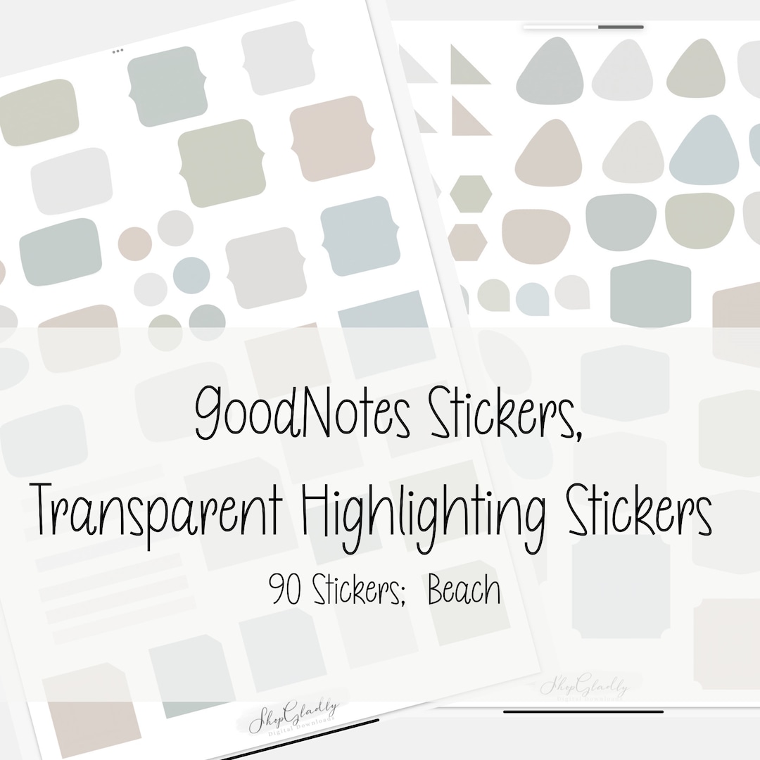 Digital Stickers; Goodnotes Stickers; 90 Beach, Transparent Stickers; 2 ...
