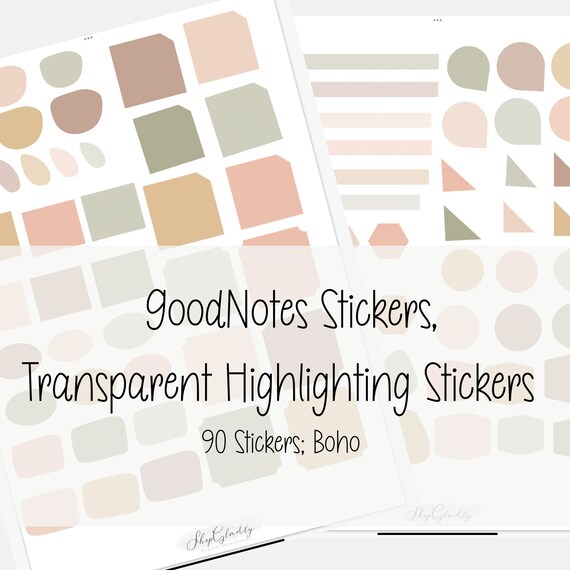 Digital Stickers Boho Goodnotes Stickers 90 Transparent - Etsy