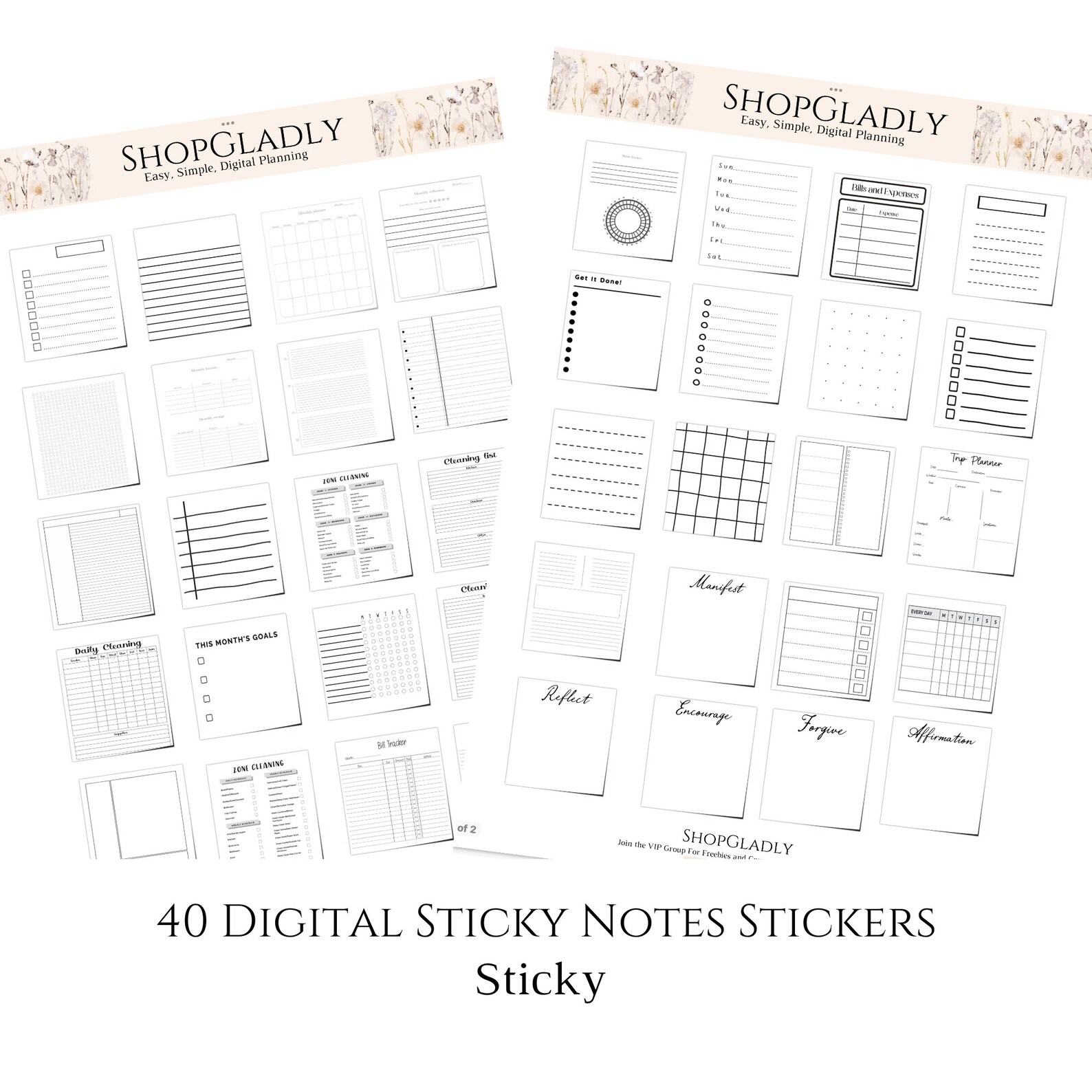 Goodnotes Digital Stickers 40 Digital Sticky Note Cleaning - Etsy
