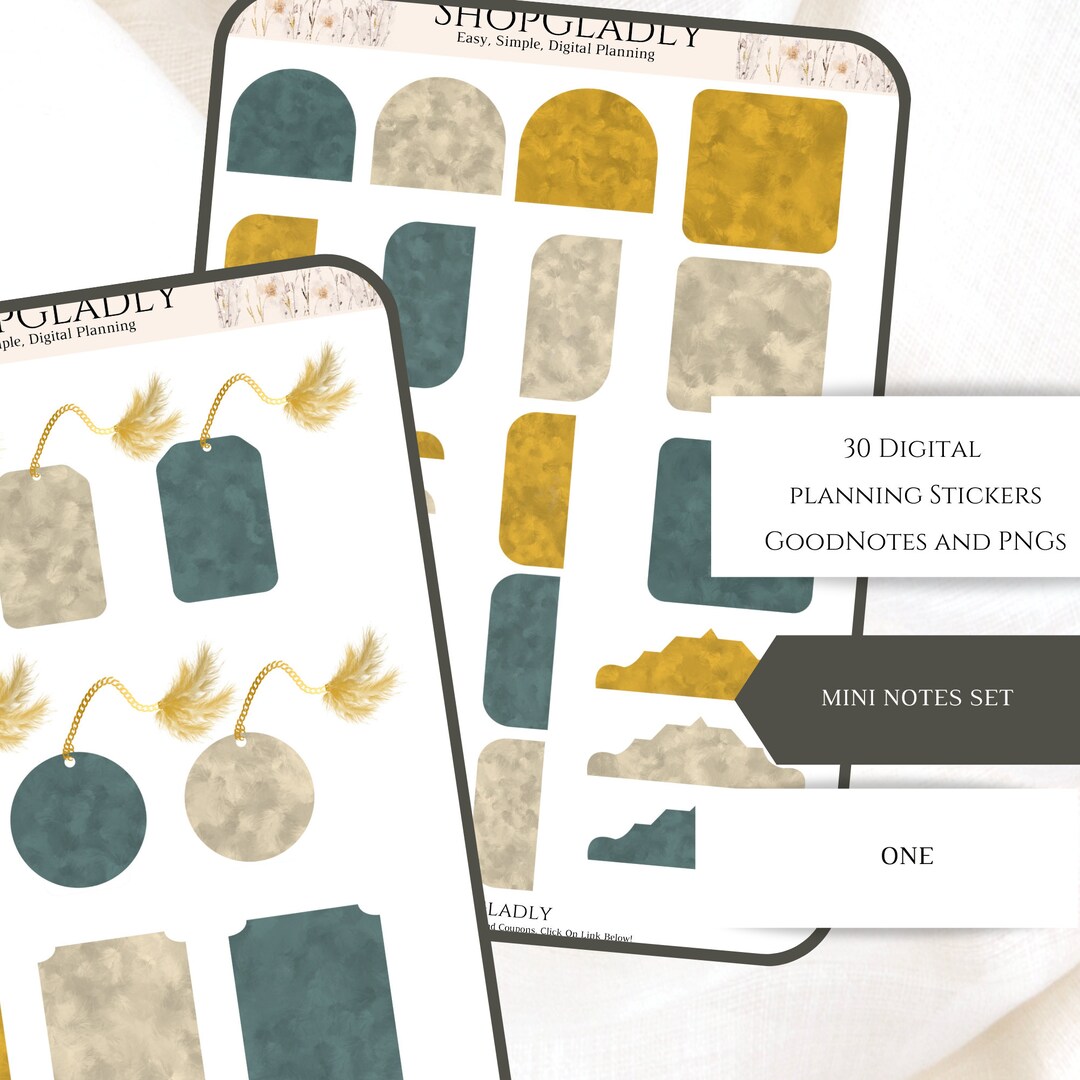 Goodnotes Stickers; Mini Notes Set #1; 30 Digital Stickers; 2 Goodnotes ...